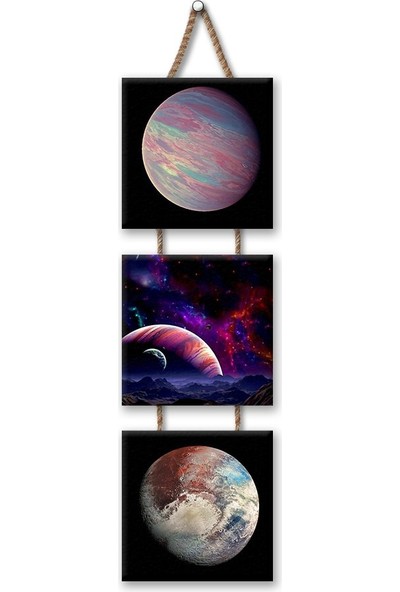 Hero Tasarım Gezegenler 3 Parça Ipli Mdf TABLOTLH2663