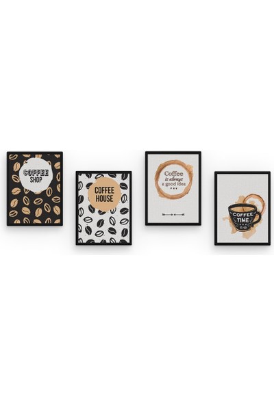 Hero Tasarım Coffee 4 Parça Mdf TABLOTGTB1221