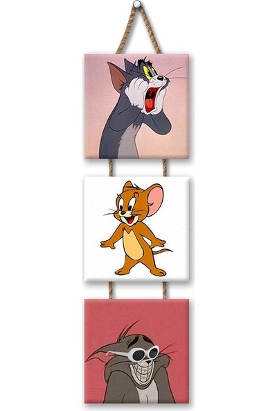 Hero Tasarım Tom ve Jerry 3 Parça Ipli Mdf TABLOTLH2685