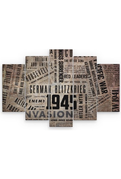 Hero Tasarım Ww 2 Gazete Manşetleri 5 Parça Mdf TABLOTGTB617