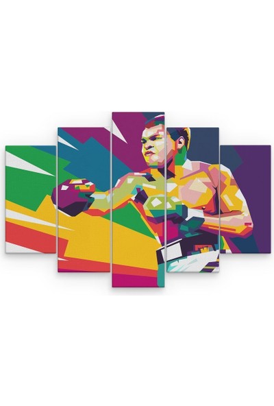 Hero Tasarım Muhammed Ali 5 Parça Mdf TABLOTGTB714 Hero Tasarım Muhammed Ali 5 Parça Mdf TABLOTGTB714