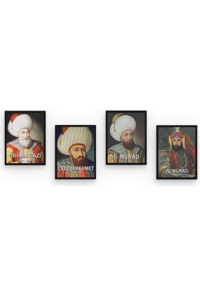 Hero Tasarım Osmanlı Padişahları 4 Parça Mdf TABLOSLA648