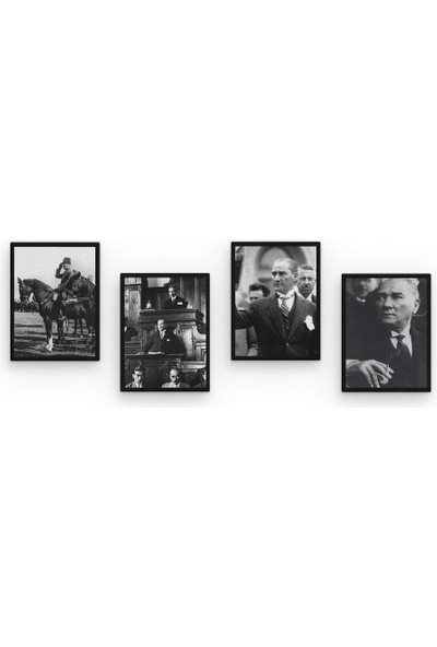 Hero Tasarım Atatürk 4 Parça Mdf TABLOSLA615 Hero Tasarım Atatürk 4 Parça Mdf TABLOSLA615
