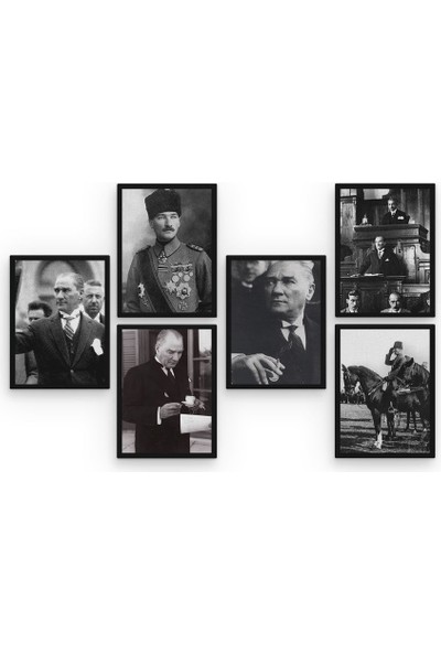 Hero Tasarım Atatürk 6 Parça Mdf TABLOGMZ467 Hero Tasarım Atatürk 6 Parça Mdf TABLOGMZ467