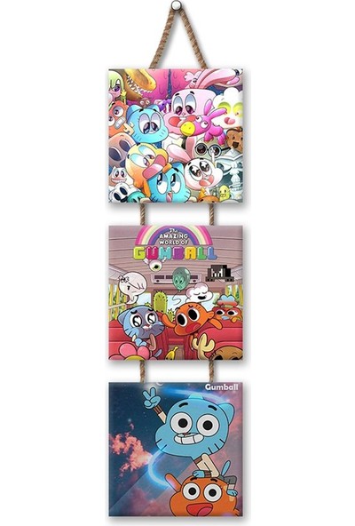 Hero Tasarım Gumball 3 Parça Ipli Mdf TABLOTLHT191