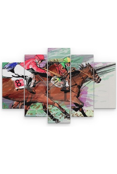 Hero Tasarım At Yarışı 5 Parça Mdf TABLOTGTB474 Hero Tasarım At Yarışı 5 Parça Mdf TABLOTGTB474