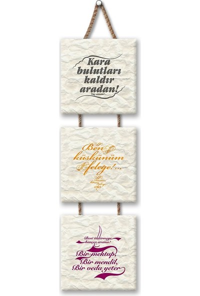 Hero Tasarım Kırışmış Kağıtlar 3 Parça Ipli Mdf TABLOTLH1502