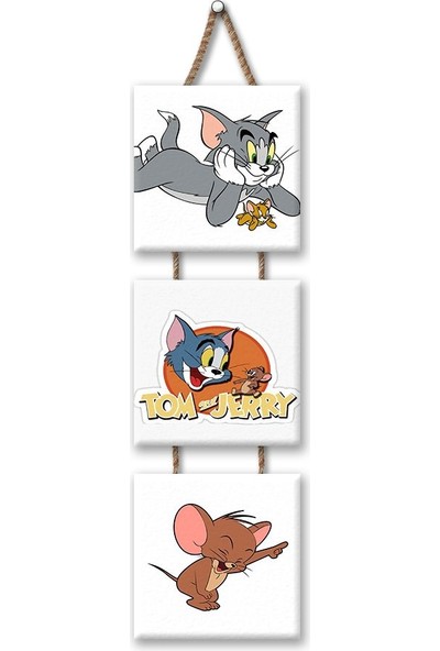 Hero Tasarım Tom ve Jerry 3 Parça Ipli Mdf TABLOTLH2686