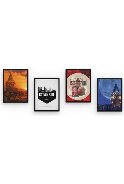 Hero Tasarım Istanbul 4 Parça Mdf TABLOSLA637