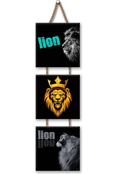 Hero Tasarım Lion 3 Parça Ipli Mdf TABLOTLH1024