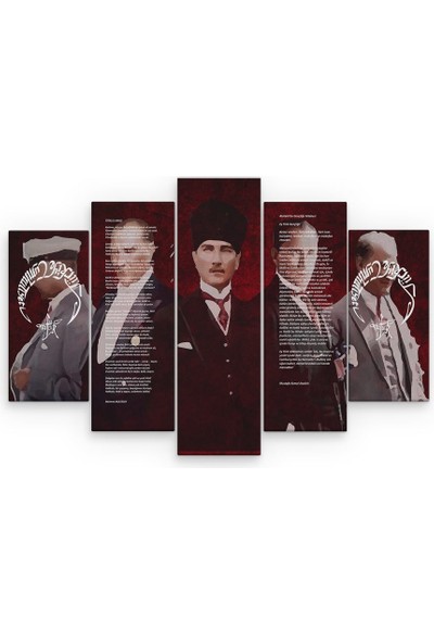 Hero Tasarım Atatürk 5 Parça Mdf TABLOTGTB310 Hero Tasarım Atatürk 5 Parça Mdf TABLOTGTB310