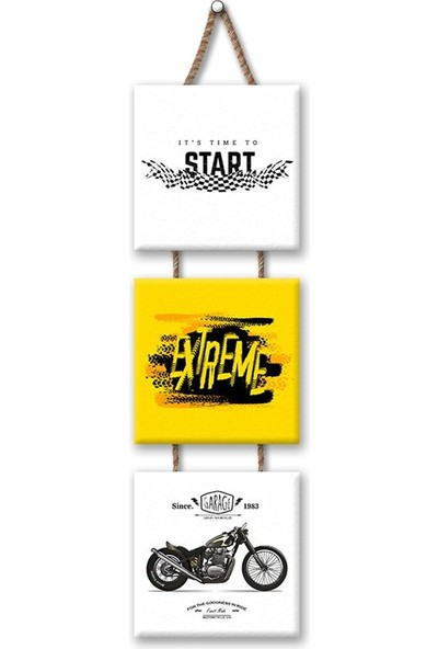 Hero Tasarım Motorsiklet 3 Parça Ipli Mdf TABLOTLHT228