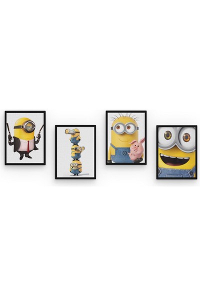 Hero Tasarım Minions 4 Parça Mdf TABLOSLA562