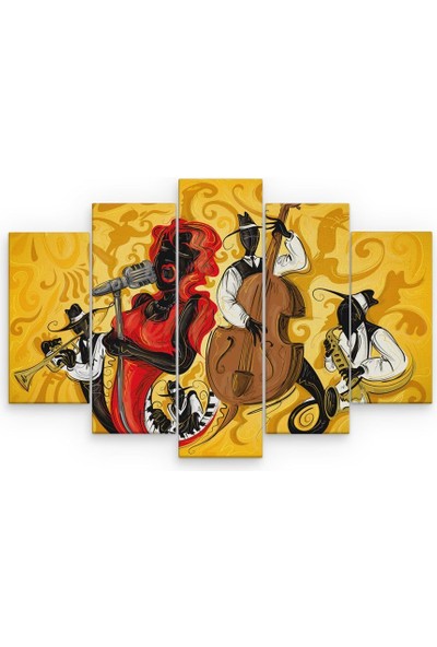 Hero Tasarım Soyut Jazz Sanatı 5 Parça Mdf TABLOTGTB499
