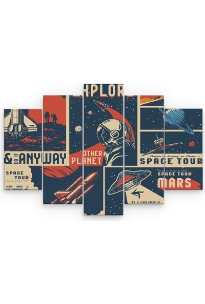 Hero Tasarım Space Poster 5 Parça Mdf TABLOTGTB995