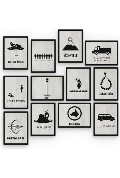 Hero Tasarım Yeşilçam Filmleri 12 Parça Mdf TABLOTGTB1270