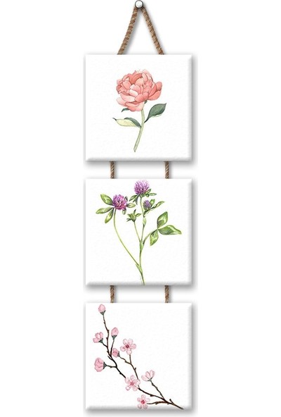 Hero Tasarım Çiçek 3 Parça Ipli Mdf TABLOTLHT206