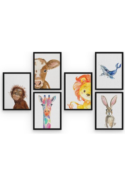 Hero Tasarım Hayvanlar 6 Parça Mdf TABLOGMZ437