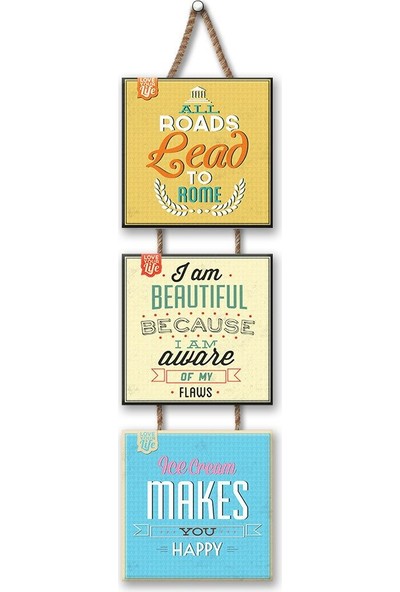 Hero Tasarım Sözler 3 Parça Ipli Mdf TABLOTLH1152