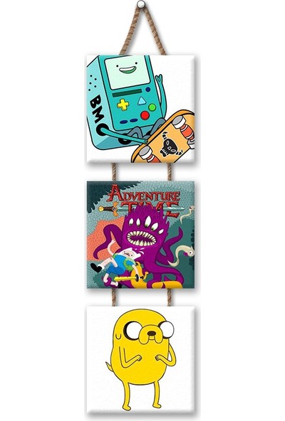 Hero Tasarım Adventure Time 3 Parça Ipli Mdf TABLOTLH2614