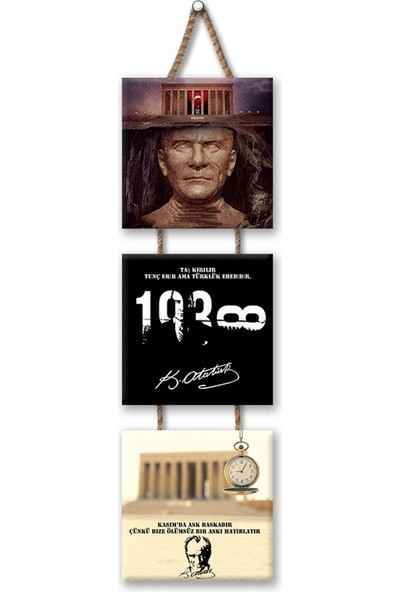 Hero Tasarım Atatürk 3 Parça Ipli Mdf TABLOTLH1001 Hero Tasarım Atatürk 3 Parça Ipli Mdf TABLOTLH1001
