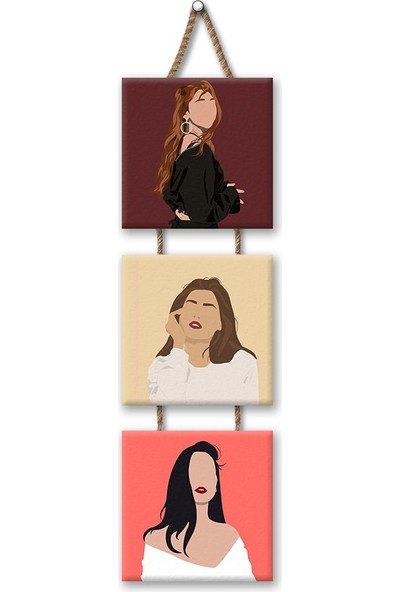 Hero Tasarım Women 3 Parça Ipli Mdf TABLOTLH1563