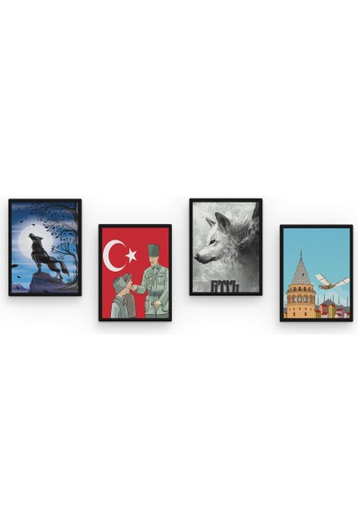 Hero Tasarım Milli 4 Parça Mdf TABLOSLA666