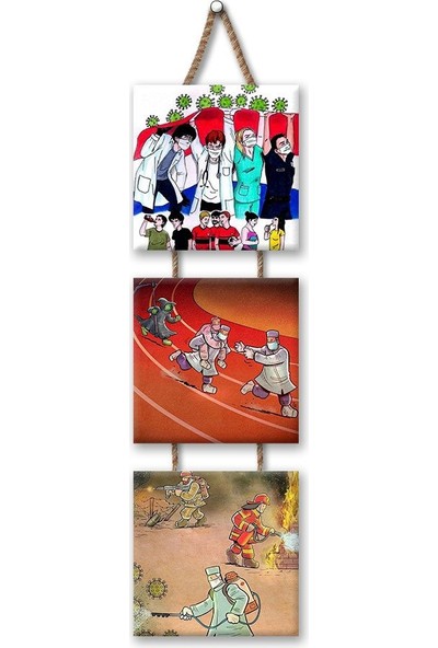 Hero Tasarım Doktor 3 Parça Ipli Mdf TABLOTLH1093