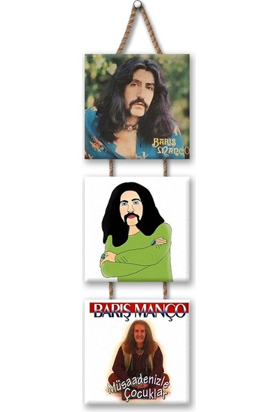 Hero Tasarım Barış Manço 3 Parça Ipli Mdf TABLOTLH1187 Hero Tasarım Barış Manço 3 Parça Ipli Mdf TABLOTLH1187