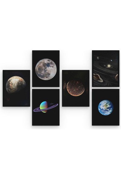 Hero Tasarım Planet 6 Parça Mdf TABLOGMZ387