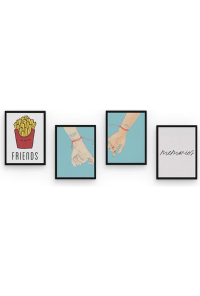 Hero Tasarım Best Friend 4 Parça Mdf TABLOSLA585 Hero Tasarım Best Friend 4 Parça Mdf TABLOSLA585