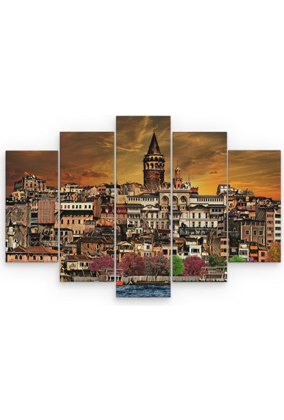 Hero Tasarım Galata Kulesi Istanbul 5 Parça Mdf TABLOTGTB155