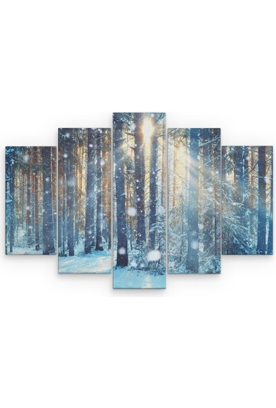 Hero Tasarım Buzlu Kış Manzarası 5 Parça Mdf TABLOTGTB763