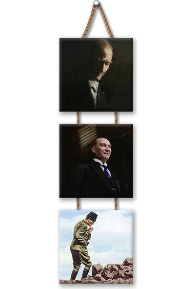 Hero Tasarım Atatürk 3 Parça Ipli Mdf TABLOTLH2751 Hero Tasarım Atatürk 3 Parça Ipli Mdf TABLOTLH2751