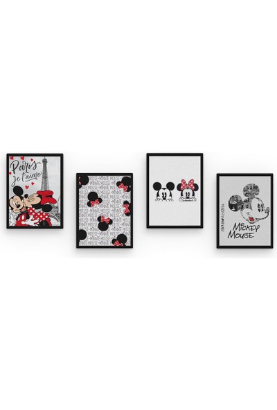 Hero Tasarım Mickey Mouse 4 Parça Mdf TABLOSLA627 Hero Tasarım Mickey Mouse 4 Parça Mdf TABLOSLA627