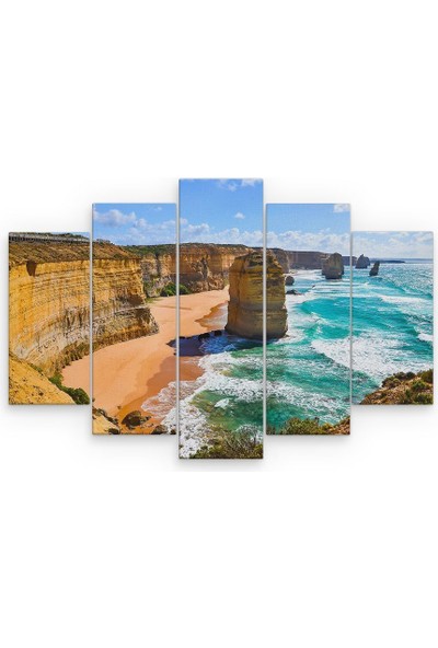 Hero Tasarım Dağ Plaj Manzarası 5 Parça Mdf TABLOTGTB553