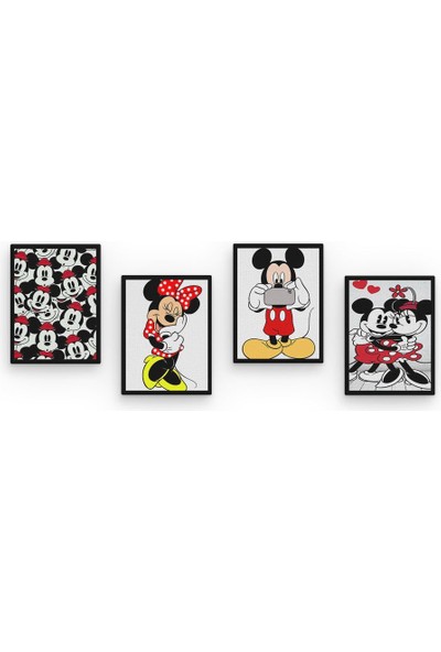 Hero Tasarım Mickey Mouse 4 Parça Mdf TABLOSLA626