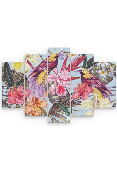 Hero Tasarım Egzotik Çiçekler 5 Parça Mdf TABLOTGTB766
