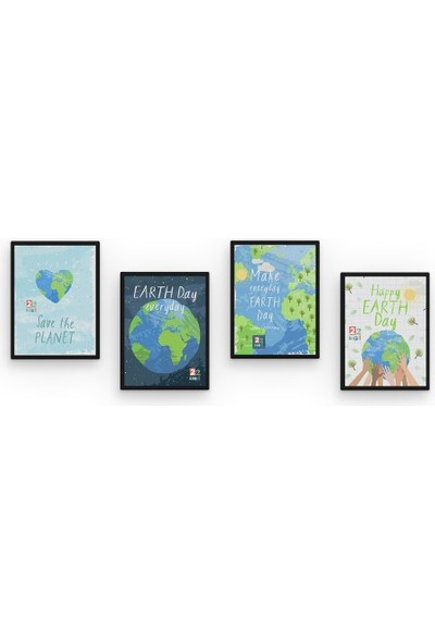 Hero Tasarım Earth Day 4 Parça Mdf TABLOTGTB1187 Hero Tasarım Earth Day 4 Parça Mdf TABLOTGTB1187