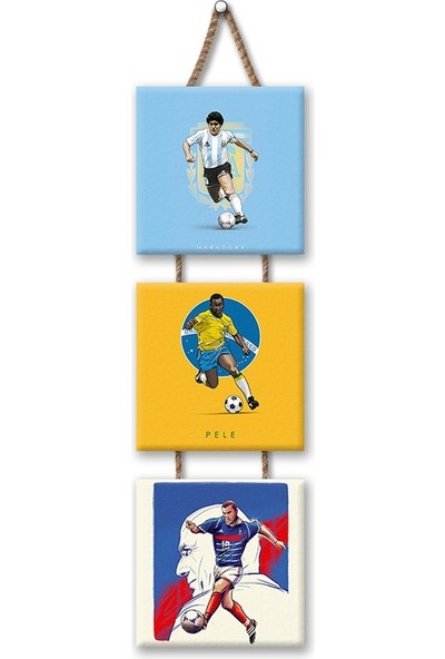 Hero Tasarım Best Footballer 3 Parça Ipli Mdf TABLOTLHT286
