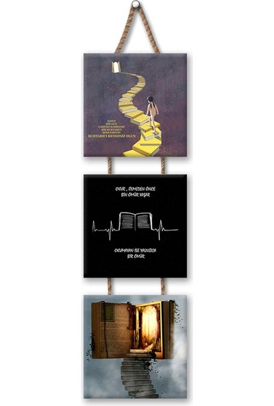 Hero Tasarım Motivasyon 3 Parça Ipli Mdf TABLOTLH1007
