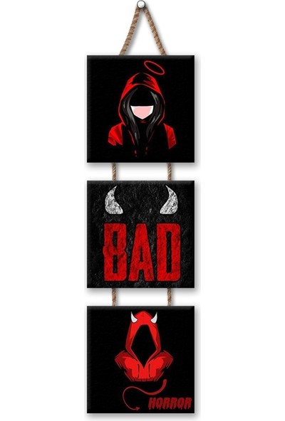 Hero Tasarım Bad Girl 3 Parça Ipli Mdf TABLOTGTB1297 Hero Tasarım Bad Girl 3 Parça Ipli Mdf TABLOTGTB1297