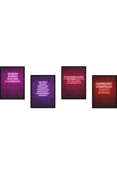 Hero Tasarım Neon 4 Parça Mdf TABLOSLA215