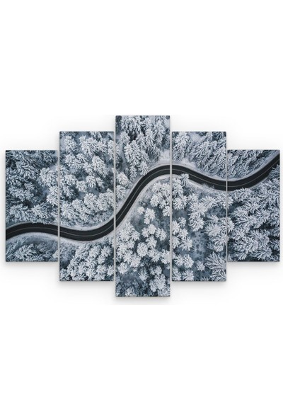 Hero Tasarım Karla Kaplı Orman 5 Parça Mdf TABLOTGTB769