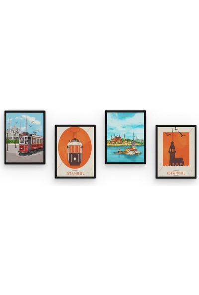 Hero Tasarım Istanbul 4 Parça Mdf TABLOSLA638