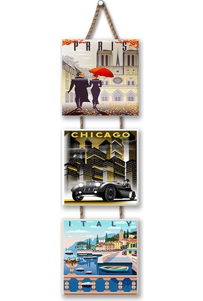 Hero Tasarım Paris 3 Parça Ipli Mdf TABLOTLHT269