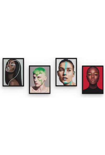 Hero Tasarım Farklı Yüzler 4 Parça Mdf TABLOSLA542