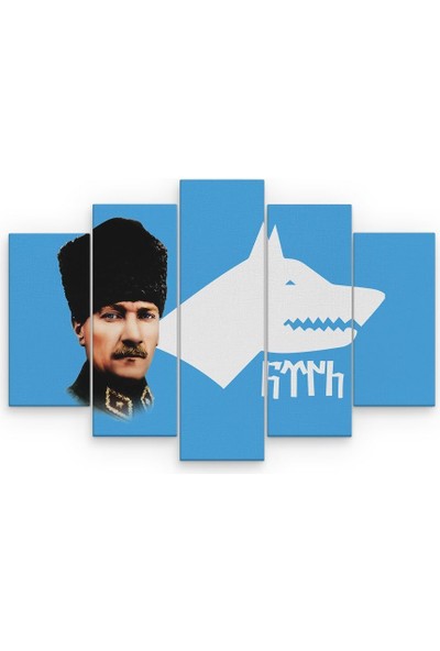 Hero Tasarım Atatürk Bozkurt 5 Parça Mdf TABLOTGTB1009 Hero Tasarım Atatürk Bozkurt 5 Parça Mdf TABLOTGTB1009