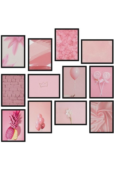 Hero Tasarım Pembe 12 Parça Mdf TABLOZLLTB308 Hero Tasarım Pembe 12 Parça Mdf TABLOZLLTB308