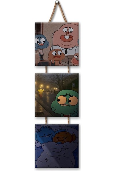 Hero Tasarım Gumball 3 Parça Ipli Mdf TABLOTLHT188